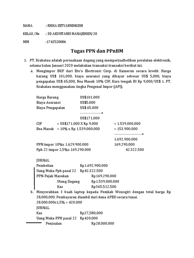 Tugas PPN Dan PPNBM 3D | PDF | Pengelolaan Keuangan & Uang | Teknologi & Rekayasa