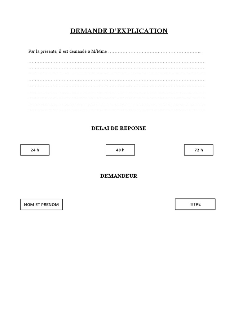 Fiche de Demande D'explication | PDF
