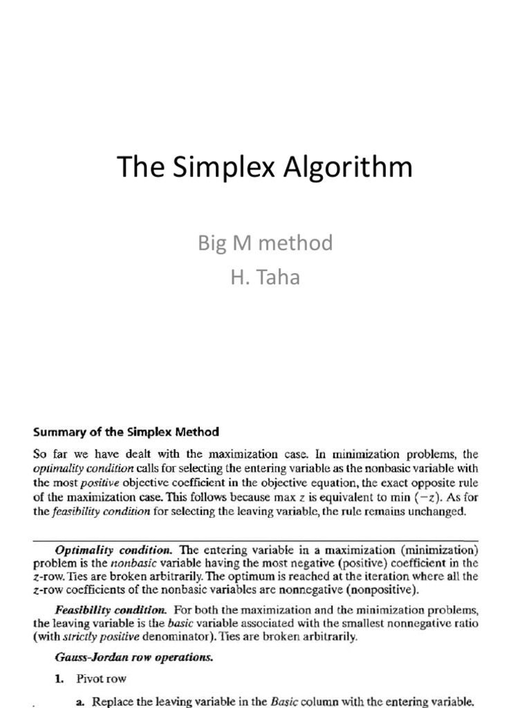 Big M Method Taha | PDF