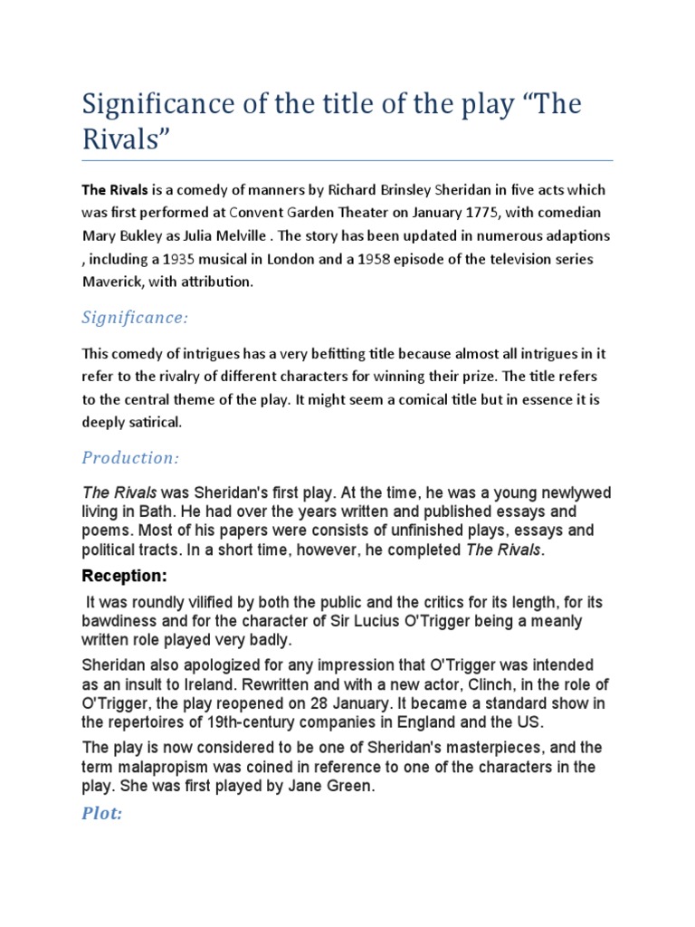 Significance of The Title of The Play | PDF