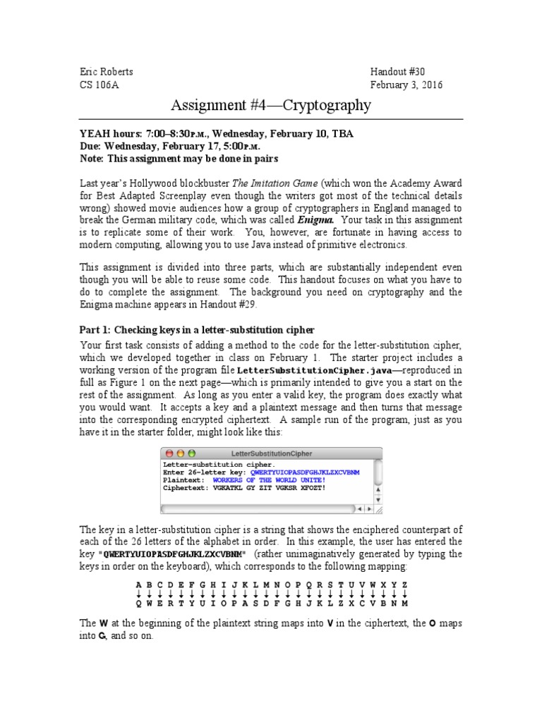 30 Assignment4 PDF | Download Free PDF | Cryptography | Key (Cryptography)