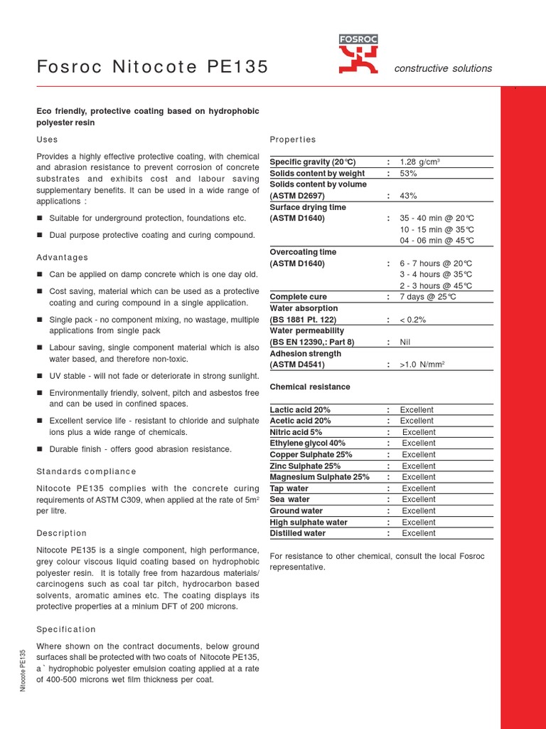 Nitocote PE135 PDF | PDF | United Arab Emirates | Concrete