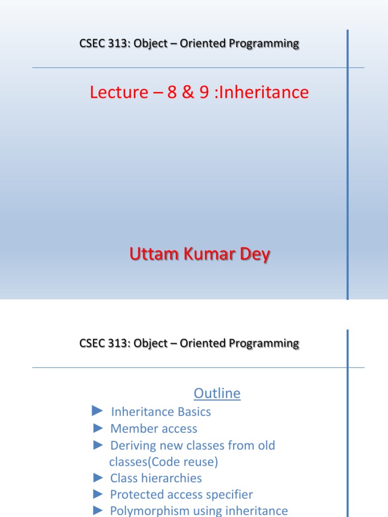 Lecture - 8 & 9:inheritance: CSEC 313: Object - Oriented Programming ...