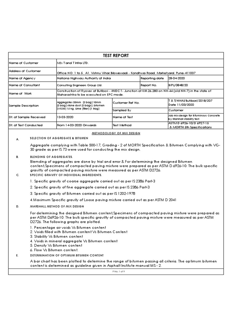 Test Report: Consulting Engineers Group LTD | PDF | Road Surface | Asphalt
