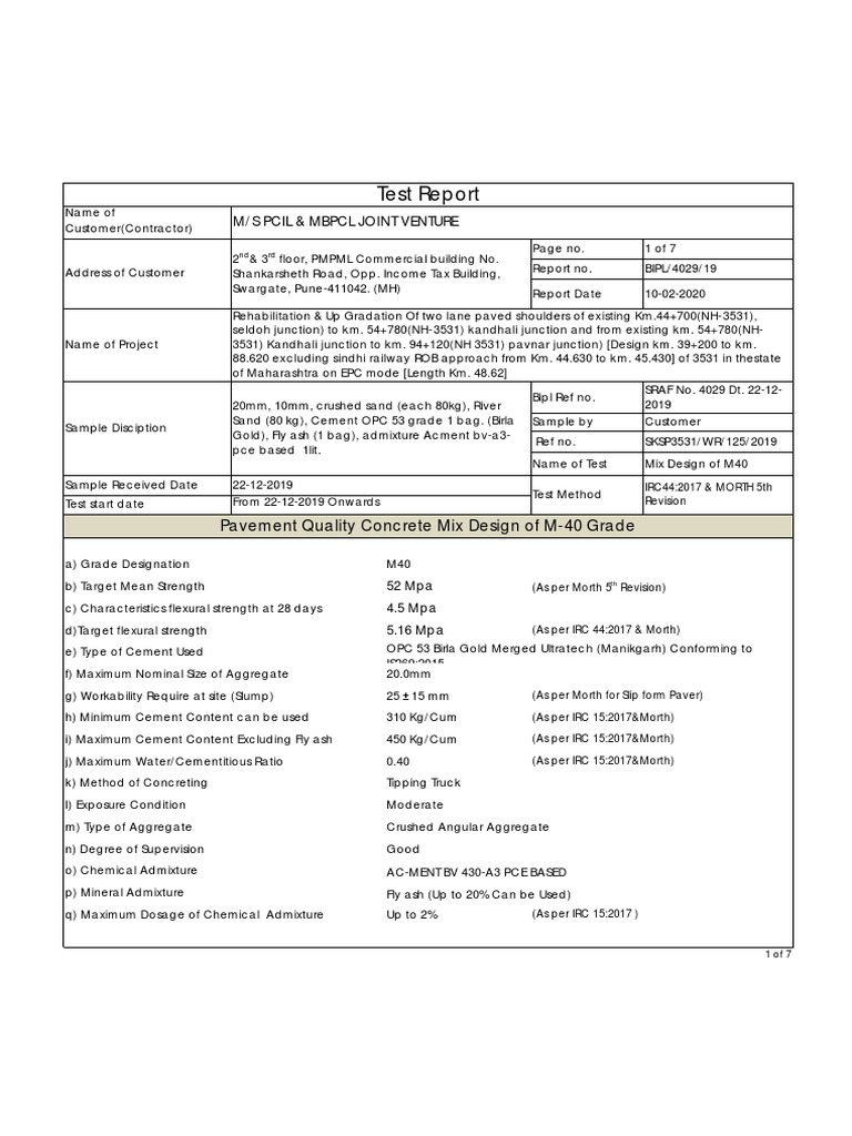 4029 Report-M40 ULTRATECH OPC 53 GRADE-05-03-2020 | PDF | Construction ...
