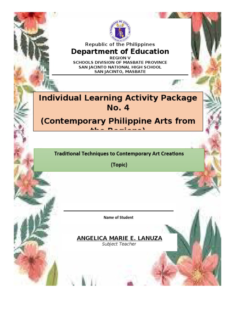 Individual Learning Activity Package No. 4 (Contemporary Philippine ...