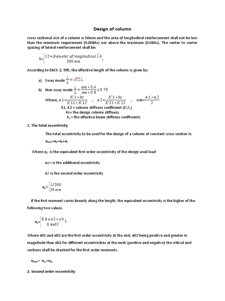 Design of Column Reinforcement and Spacing of Lateral Ties | PDF ...