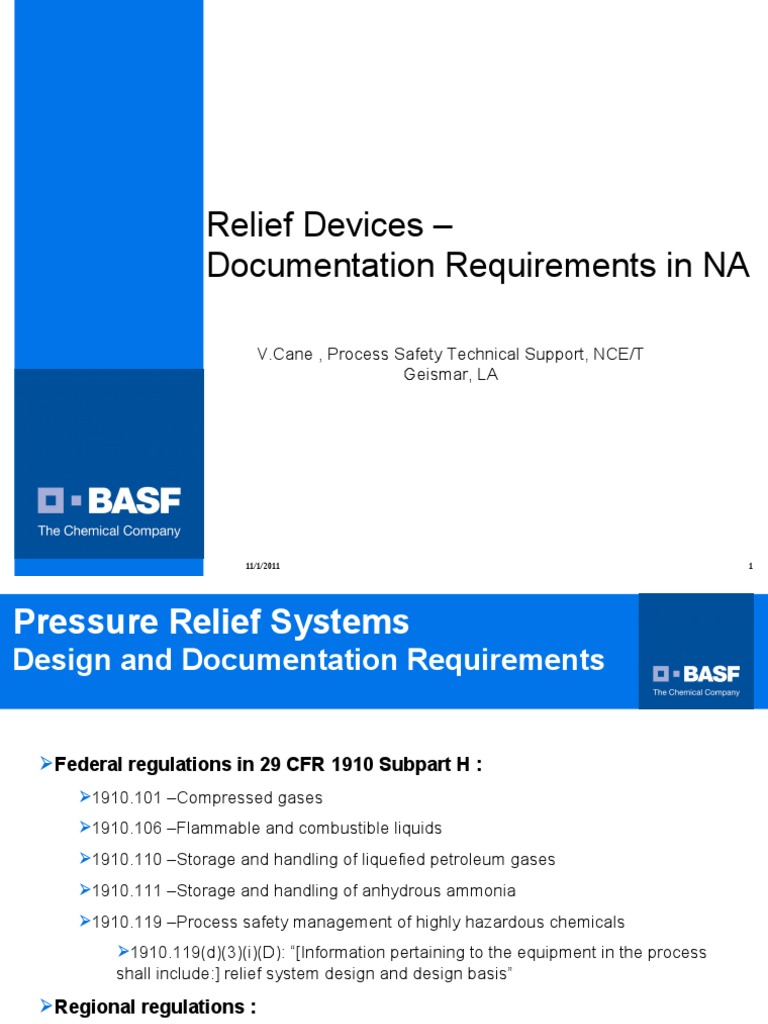 BASF PSV Documentation Requirements | PDF | Gases | Chemistry