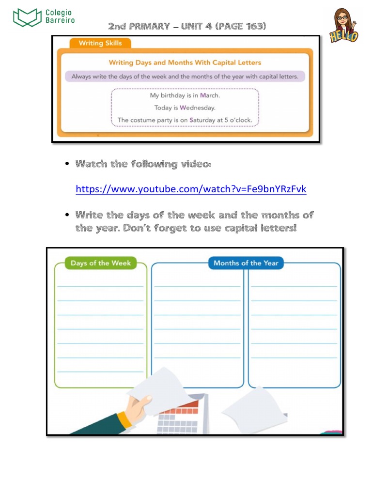 Days & Months Writing Guide | PDF | Foreign Language Studies