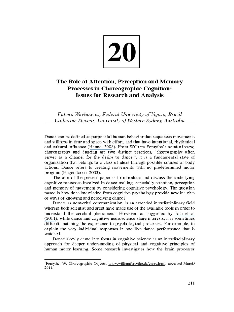 Choreographic Cognition: Attention & Memory | PDF | Attention | Perception