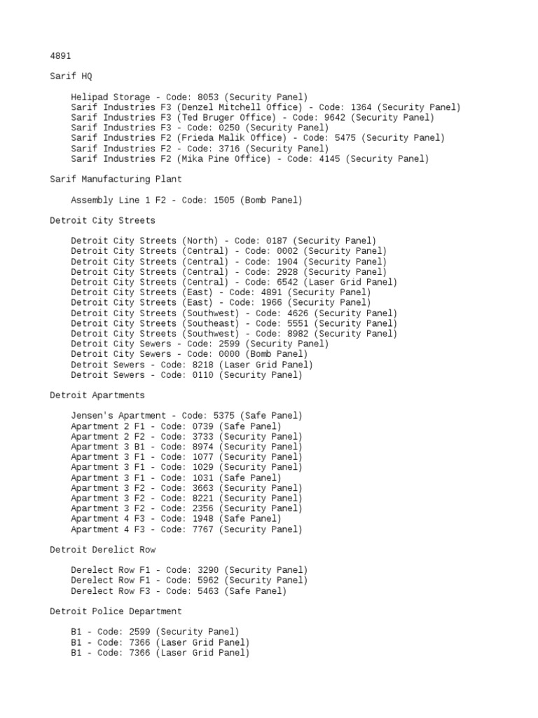 Door Codes Deus Ex | PDF | Security Engineering | Computer Access Control