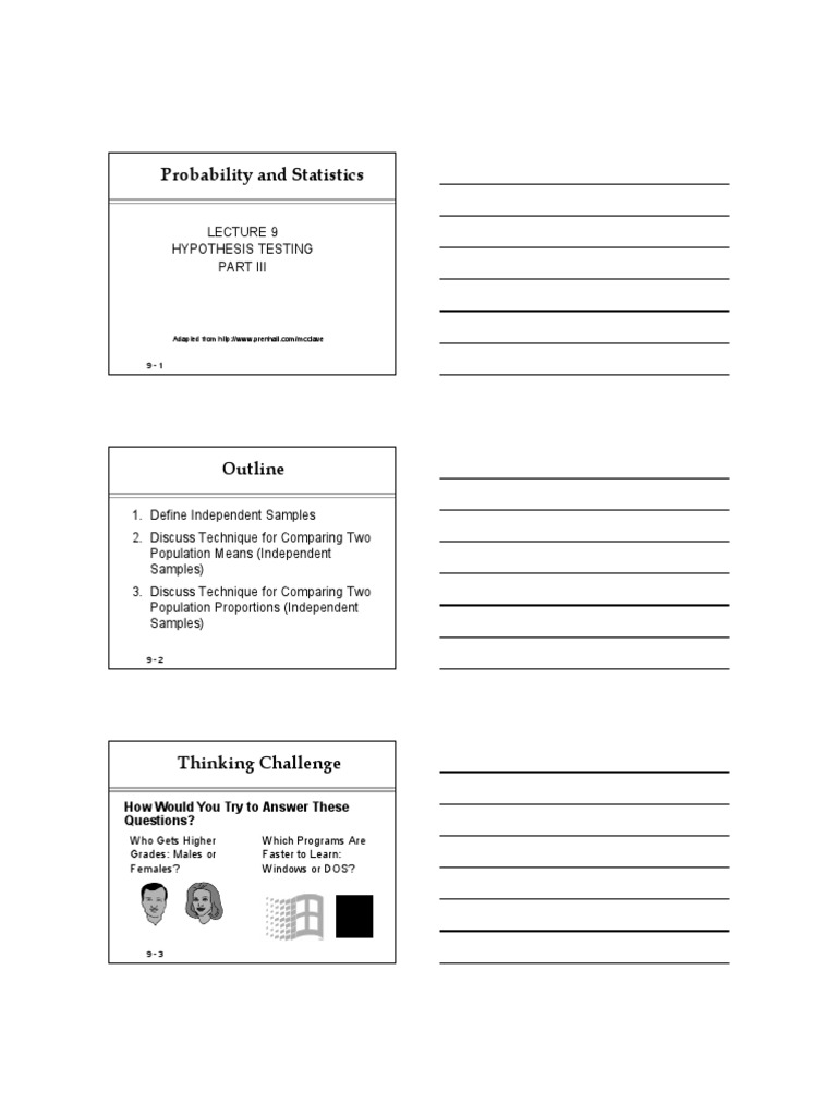 Lecture9 - HYPOTHESIS TESTING III | PDF | Student's T Test ...