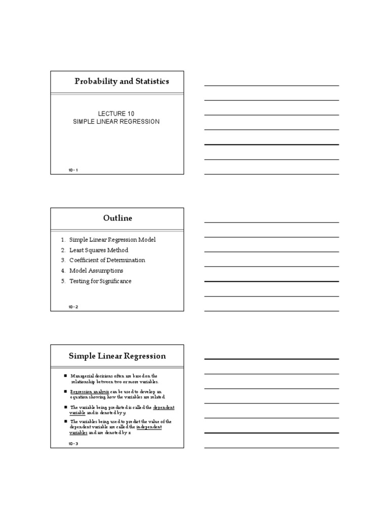 Lecture10 - SIMPLE LINEAR REGRESSION | PDF | Regression Analysis | Errors And Residuals