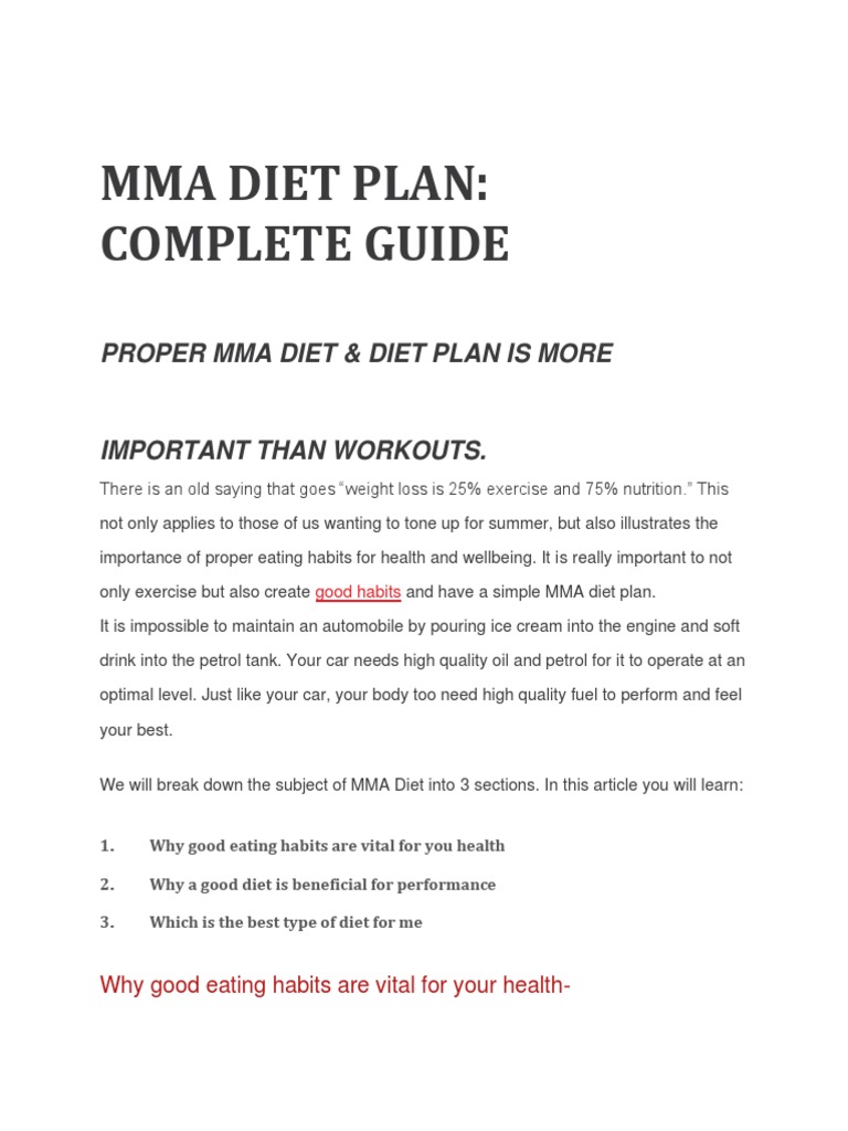 Mma Diet Plan PDF | PDF | Dieting | Milk