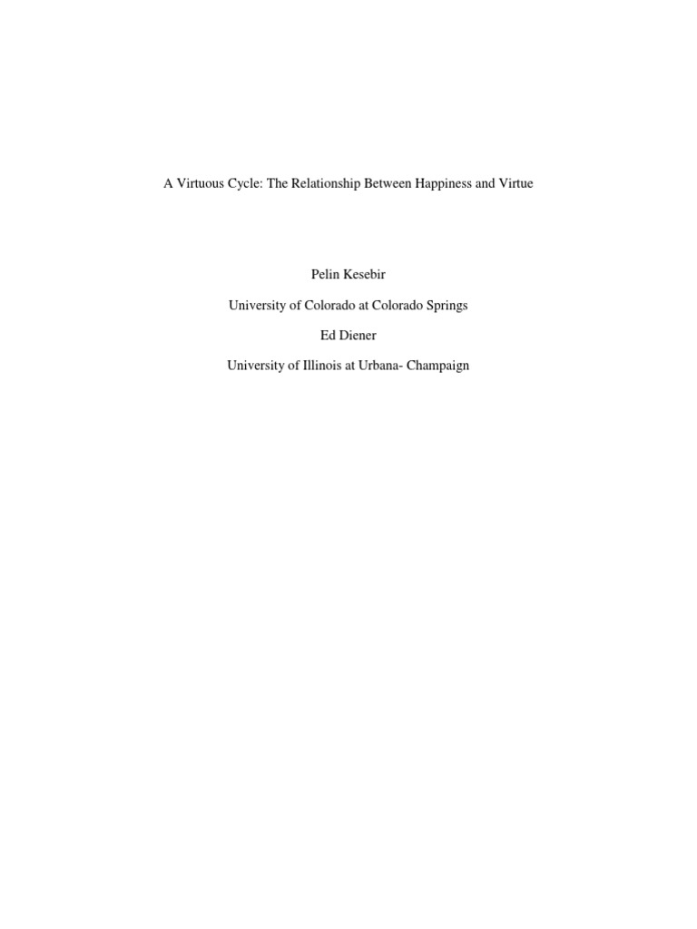 Virtuous Cycle: Happiness and Virtue | PDF | Positive Psychology ...