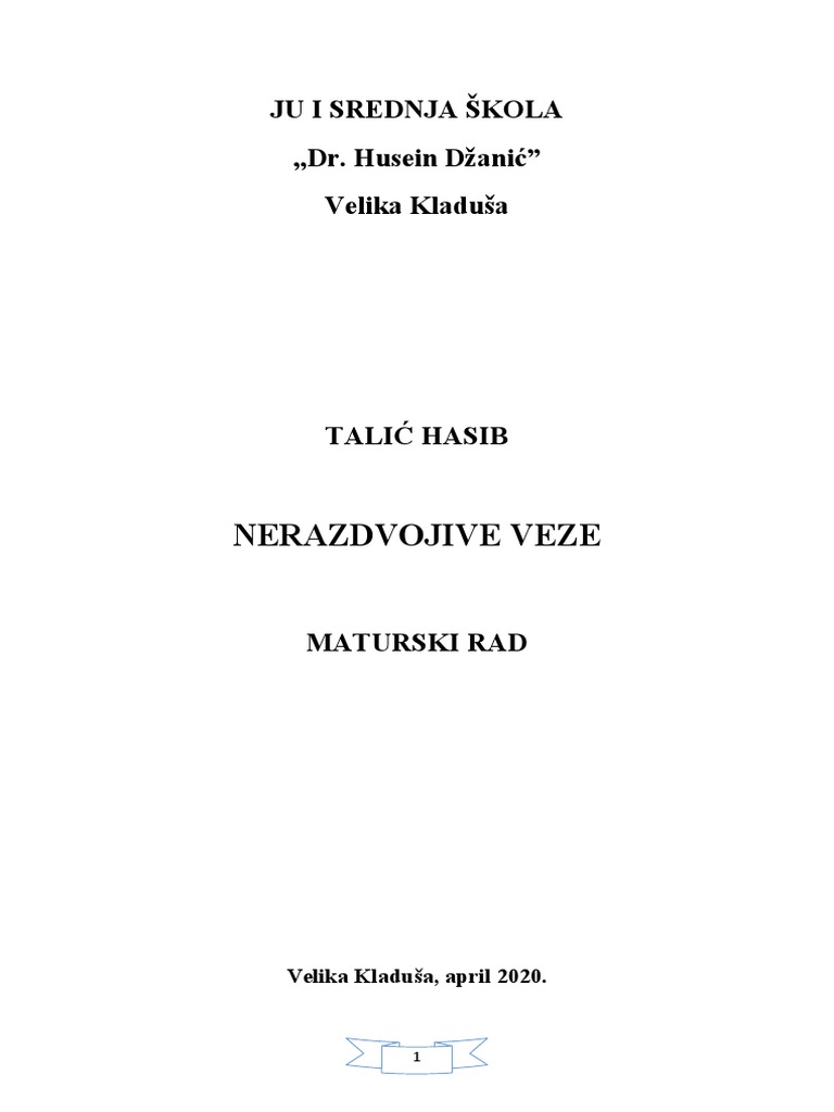 Maturski Rad - Nerazdvojive Veze | PDF