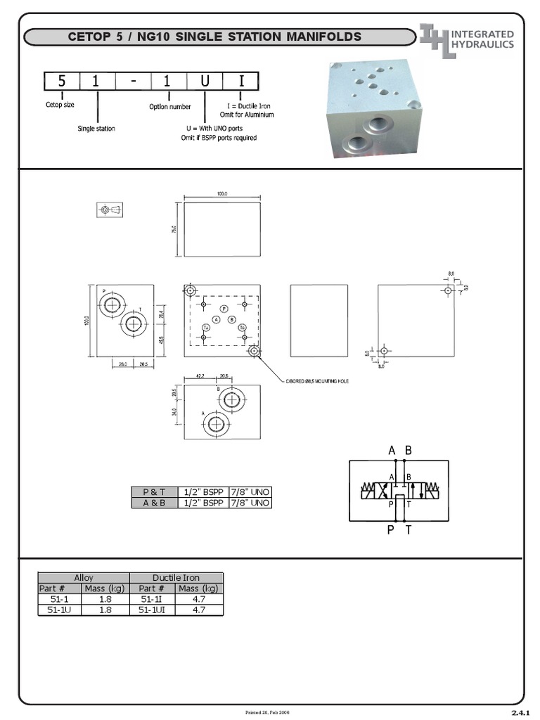 241 Cetop 5 ng1 Single Station Manifolds | PDF