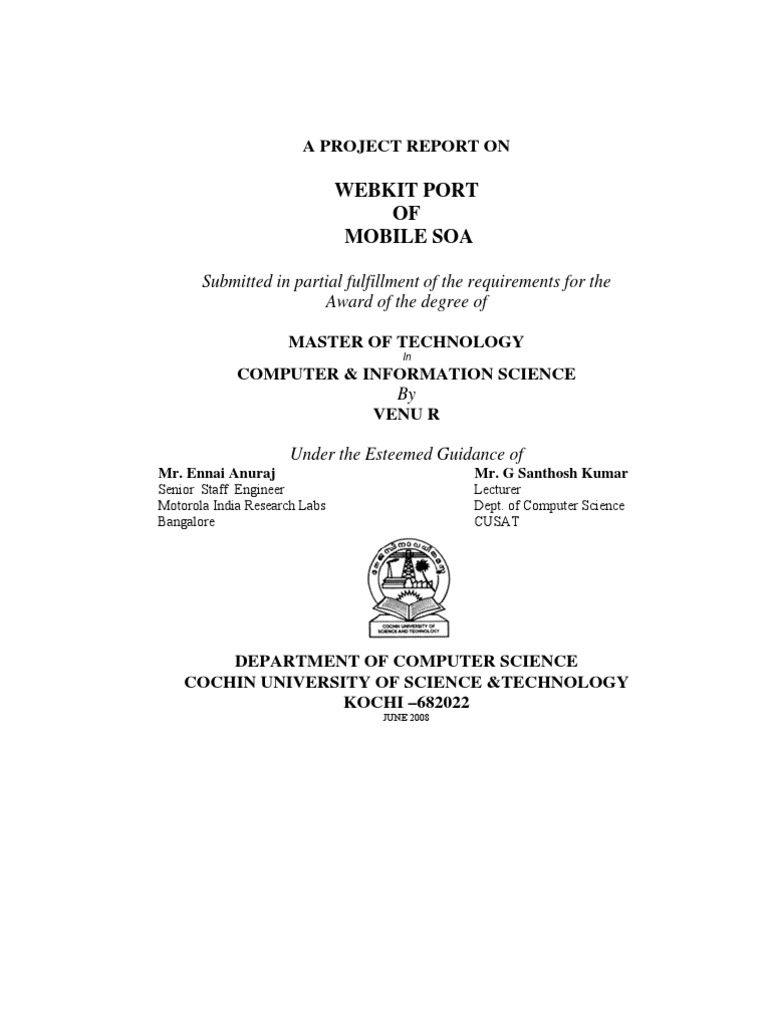 Webkit Port OF Mobile Soa: A Project Report On | PDF | Service Oriented ...
