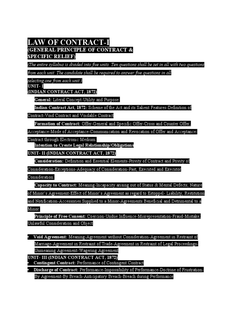 Law of Contract | PDF | Consideration | Offer And Acceptance