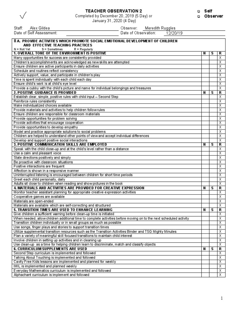 Agildea Obs2 Checklist 19-20 | PDF | Educational Assessment | Lesson Plan