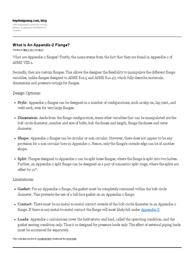 What Is An ASME Appendix 2 Flange Design PDF | PDF