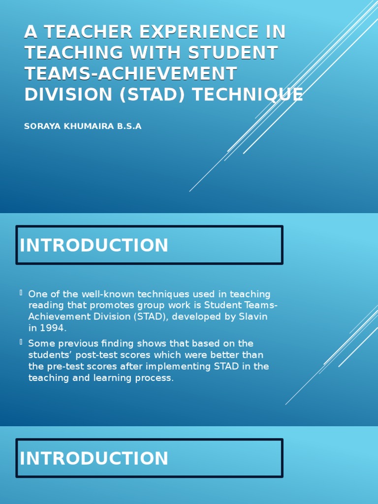 A Teacher Experience in Teaching With Student Teams-Achievement | PDF ...