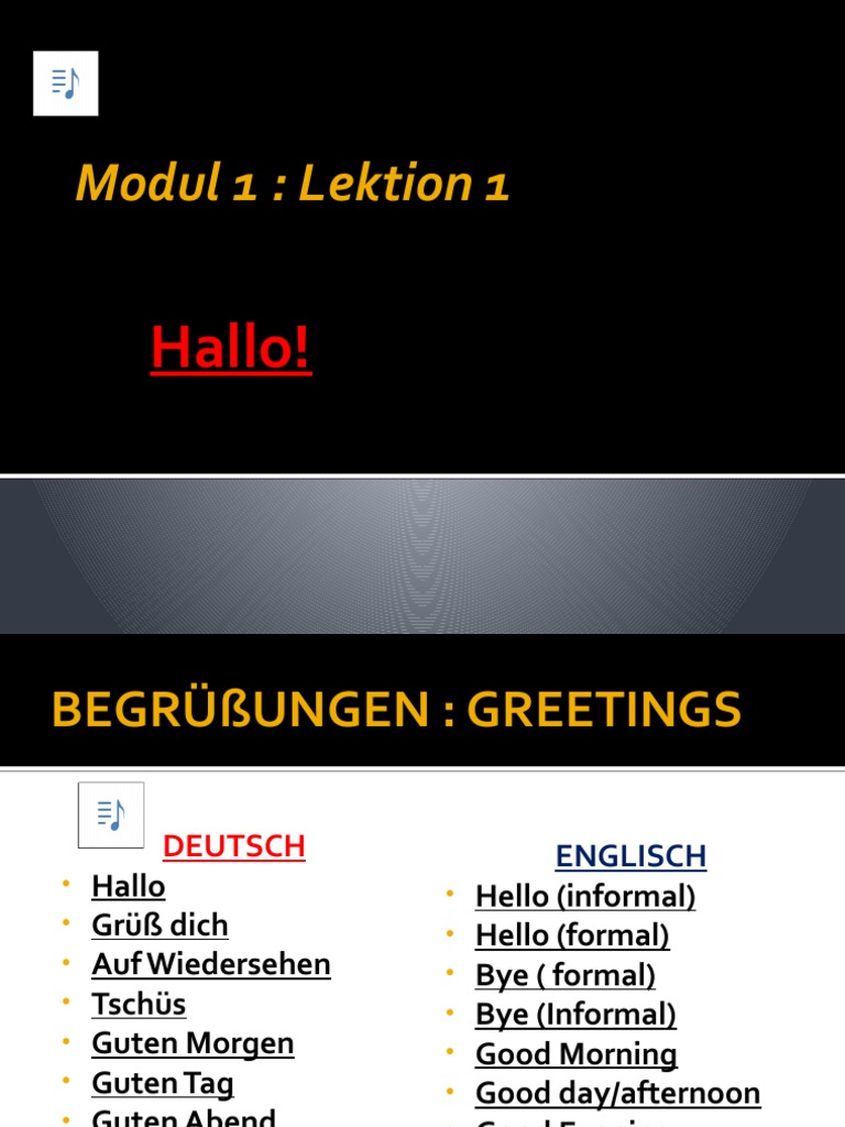 Modul 1: Lektion 1: Hallo! | PDF