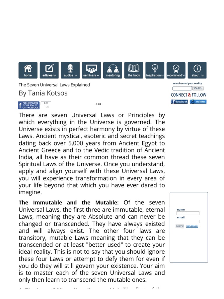 The Seven Universal Laws Explained PDF | PDF | Philosophy | Self ...