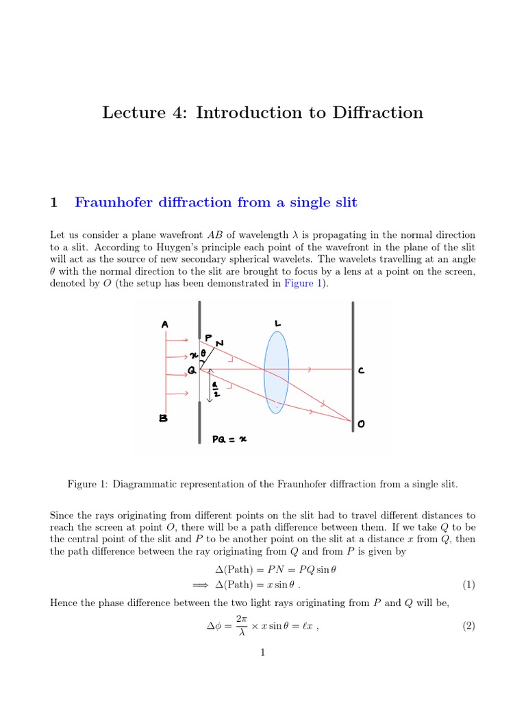 Lecture Note Optics 4 | PDF | Diffraction | Optics