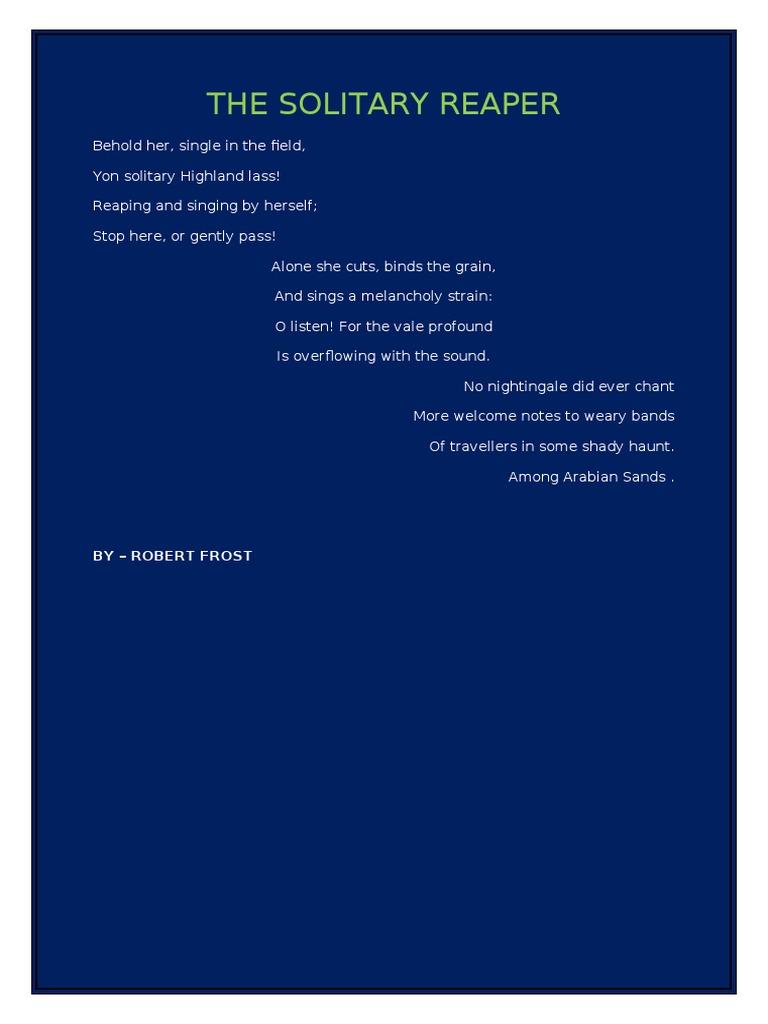The Solitary Reaper | PDF | Poetry