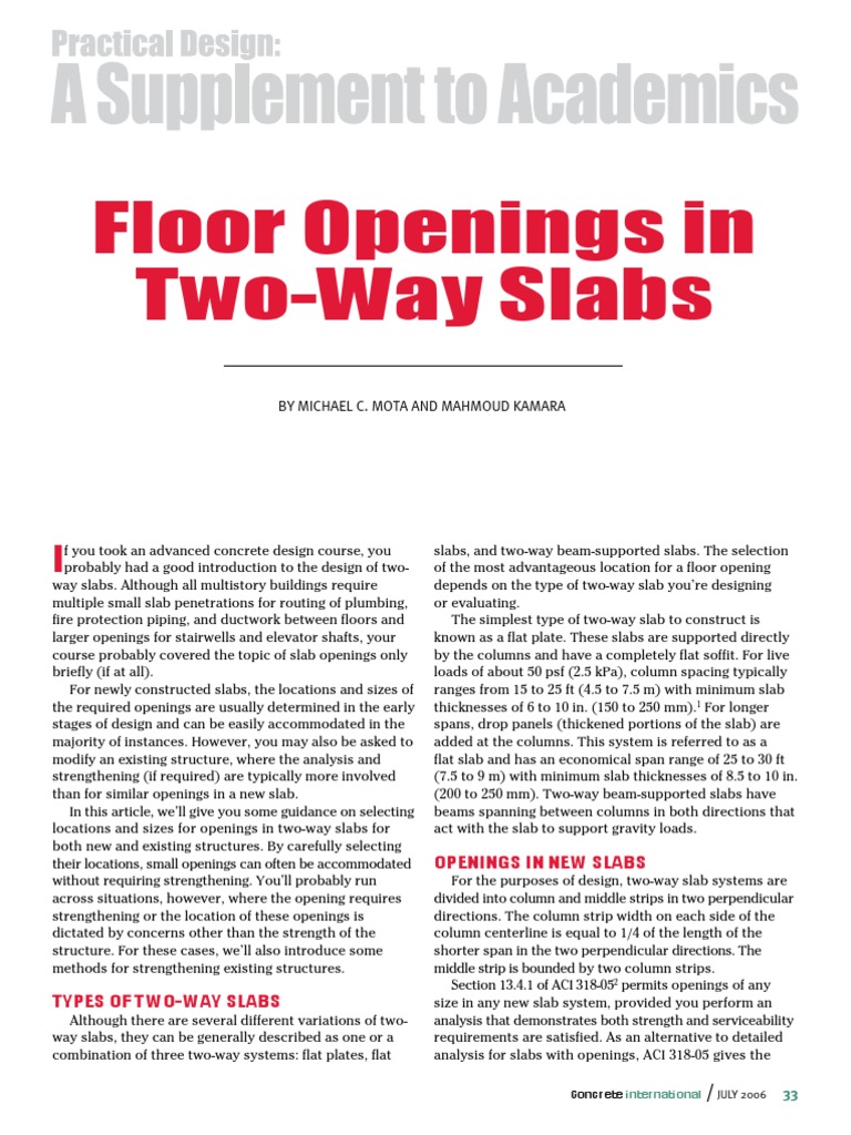Guidance on Selecting Locations and Sizes for Openings in Two-Way ...