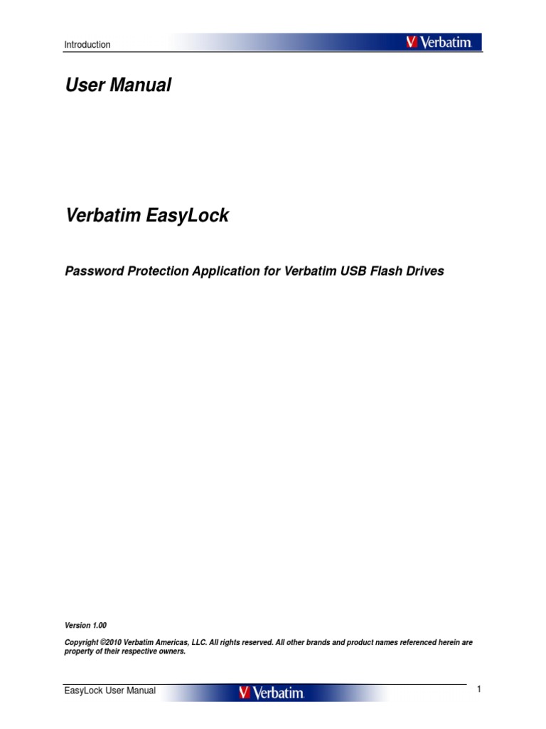 User Manual: Password Protection Application For Verbatim USB Flash ...