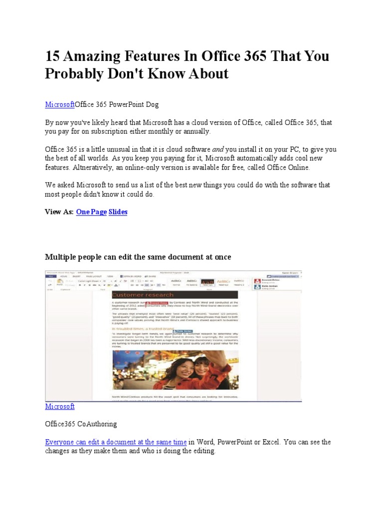 15 Hidden Office 365 Features Unveiled | PDF | Microsoft Office ...