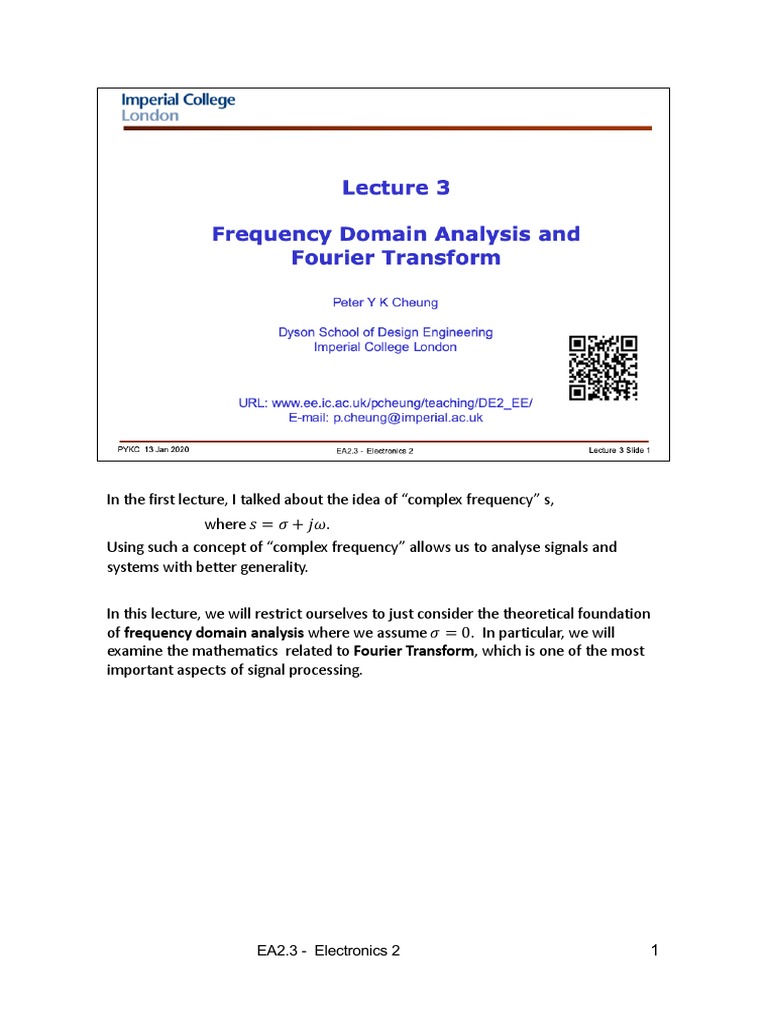 Lecture 3 Fourier Transform X1 Download Free Pdf Spectral Density Fourier Transform