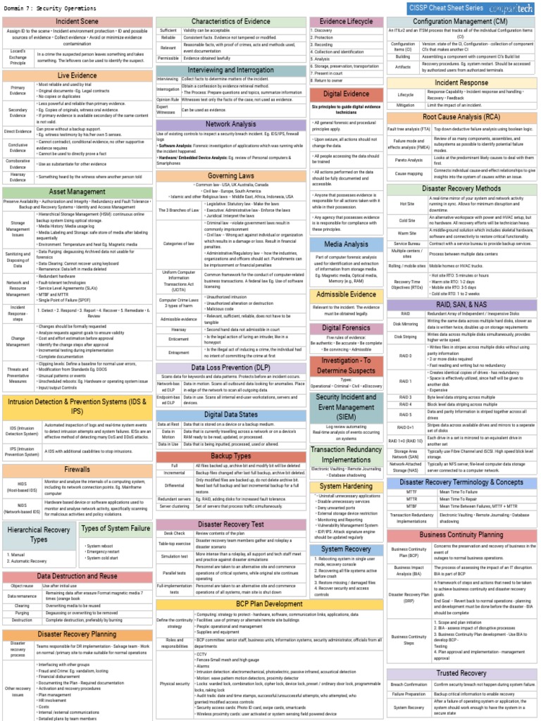 CISSP Cheat Sheet Domain 7-2 PDF | Download Free PDF | Backup ...