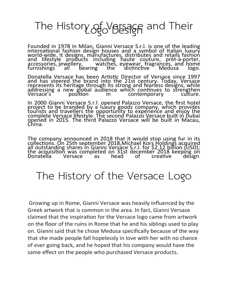The History of Versace and Their Logo Design | PDF