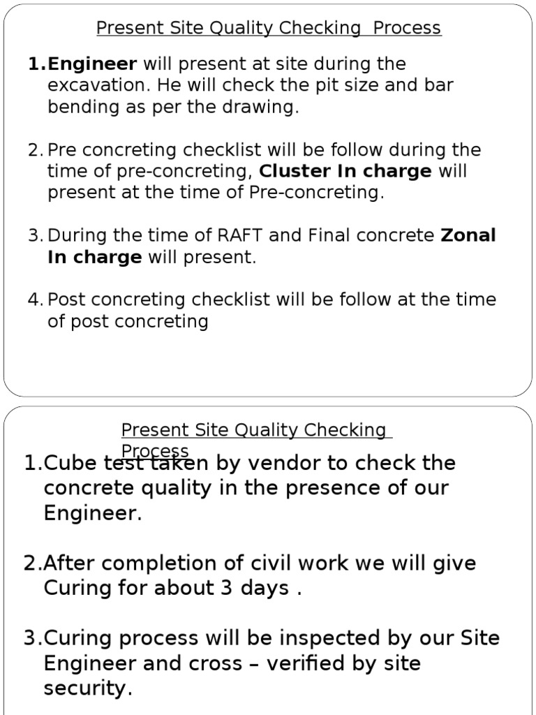 Site Quality Checking Process Guide | PDF | Technology & Engineering