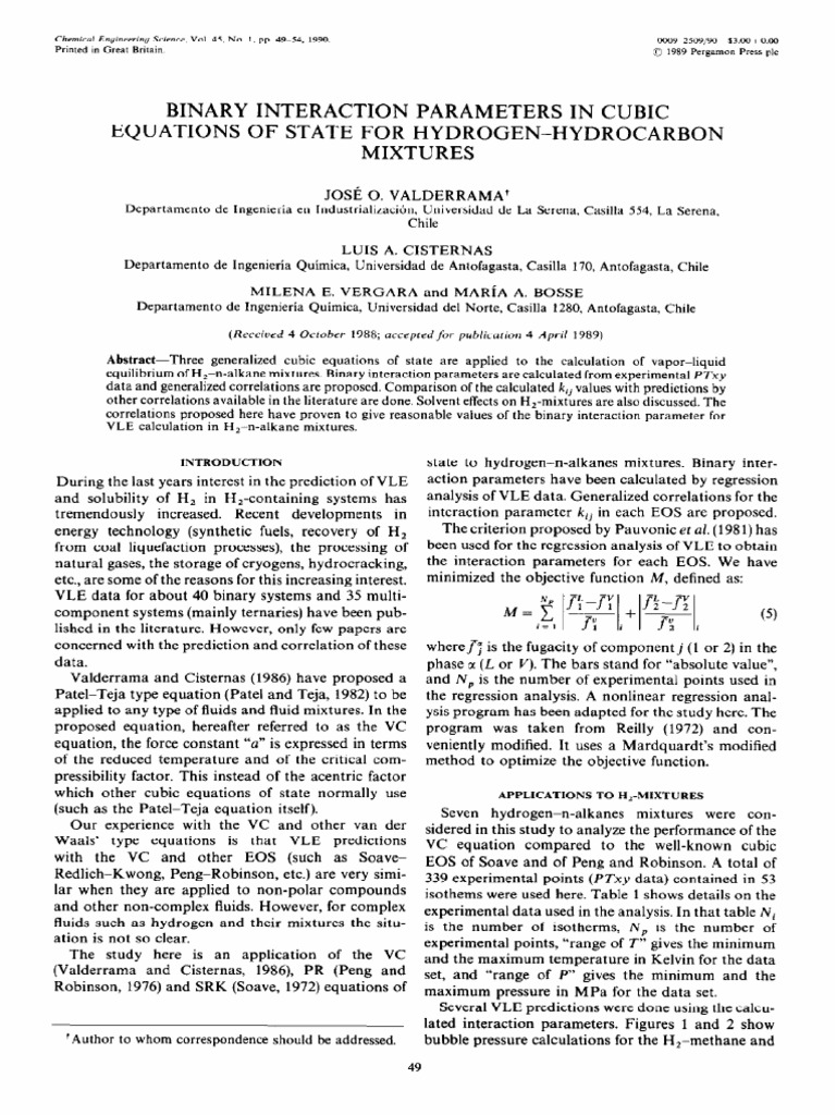 Binary Interaction Parameters in Cubic e PDF | PDF | Gases | Phases Of Matter