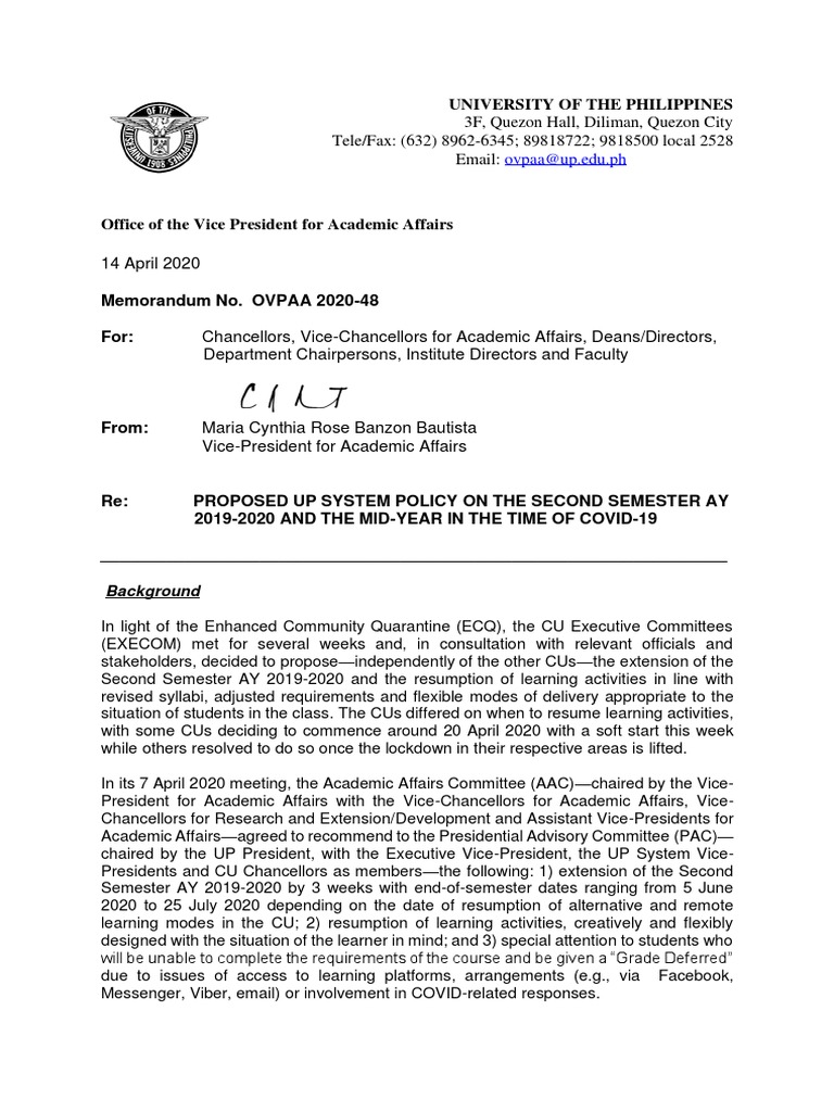 University of The Philippines: Ovpaa@up - Edu.ph | PDF | Academic Term ...