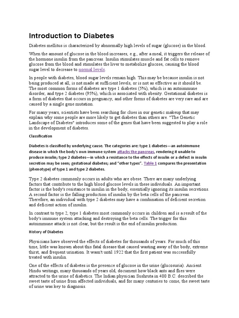 Introduction To Diabetes | PDF | Insulin | Glycogen