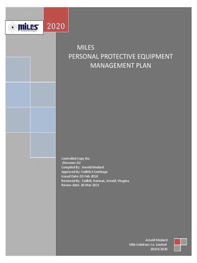Miles - PPE Management Plan 2018 | PDF | Personal Protective Equipment ...