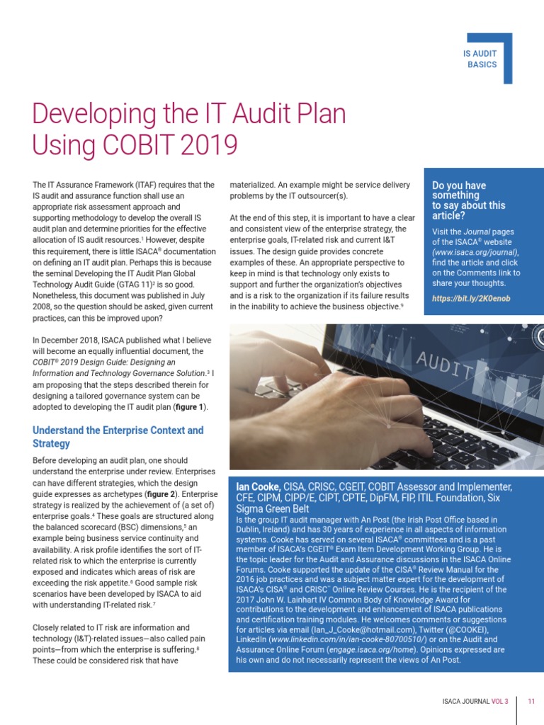 Developing The It Audit Plan Using Cobit 2019 Pdf Audit Risk Management