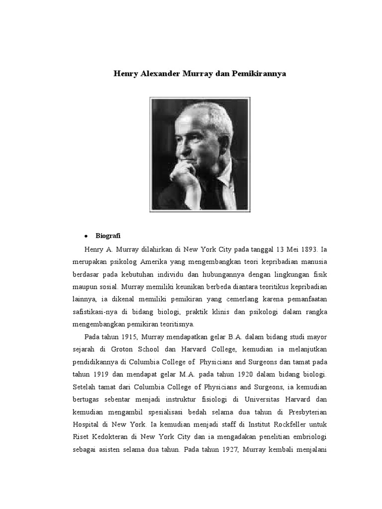 Henry Alexander Murray Dan Pemikirannya | PDF