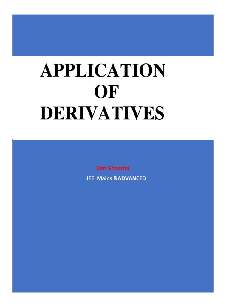 Application of Derivatives Sheet by Om Sir PDF | PDF | Maxima And ...