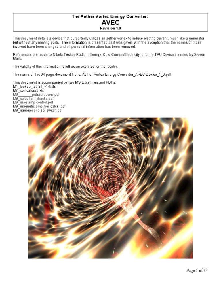 Aether Vortex Energy Converter - AVEC Device - 1 - 0 | PDF ...