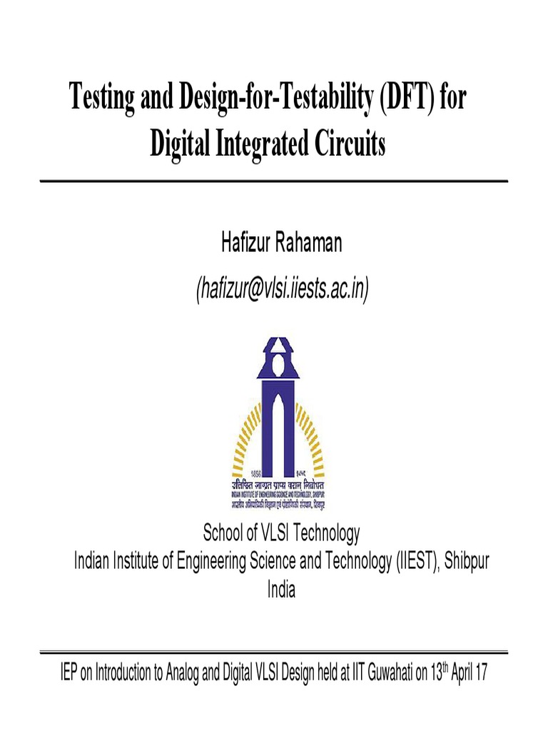 Testing and Design-for-Testability (DFT) For Digital Integrated ...
