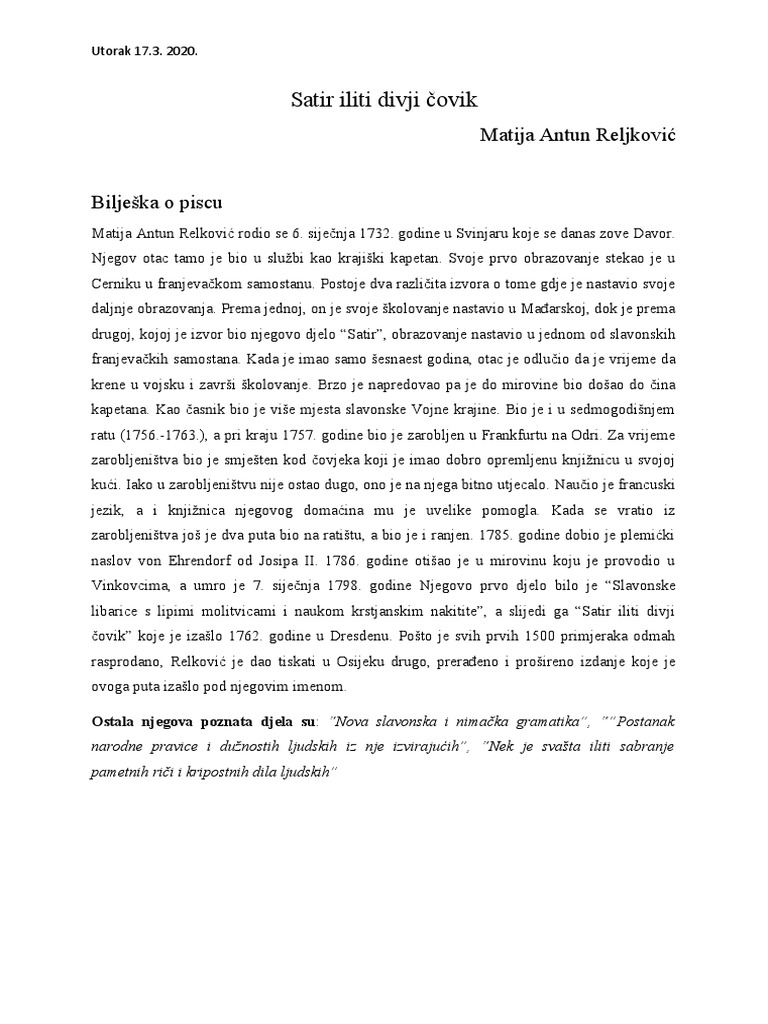 Satir Iliti Divji Čovik | PDF