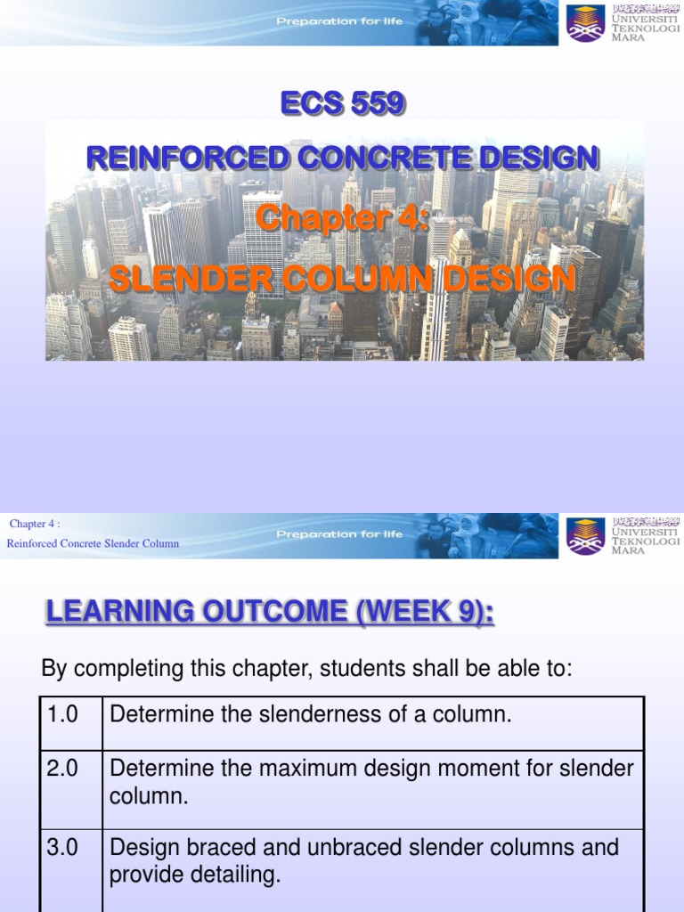 Week 11 - SLENDER COLUMN PDF | PDF | Column | Reinforced Concrete