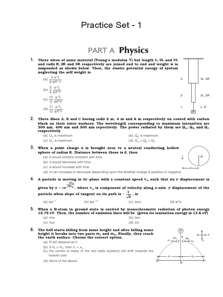 Practice Set - 1: Physics | PDF | Stress (Mechanics) | Elasticity (Physics)