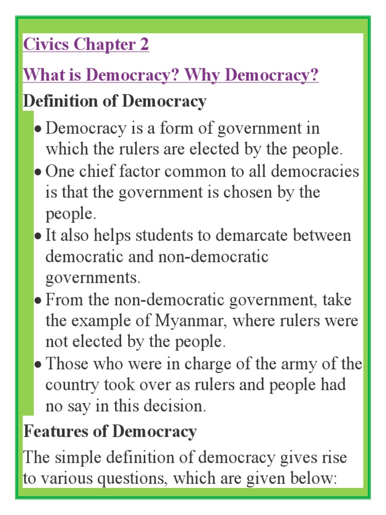 Part 1 Civics Chapter 1 | PDF | Elections | Democracy
